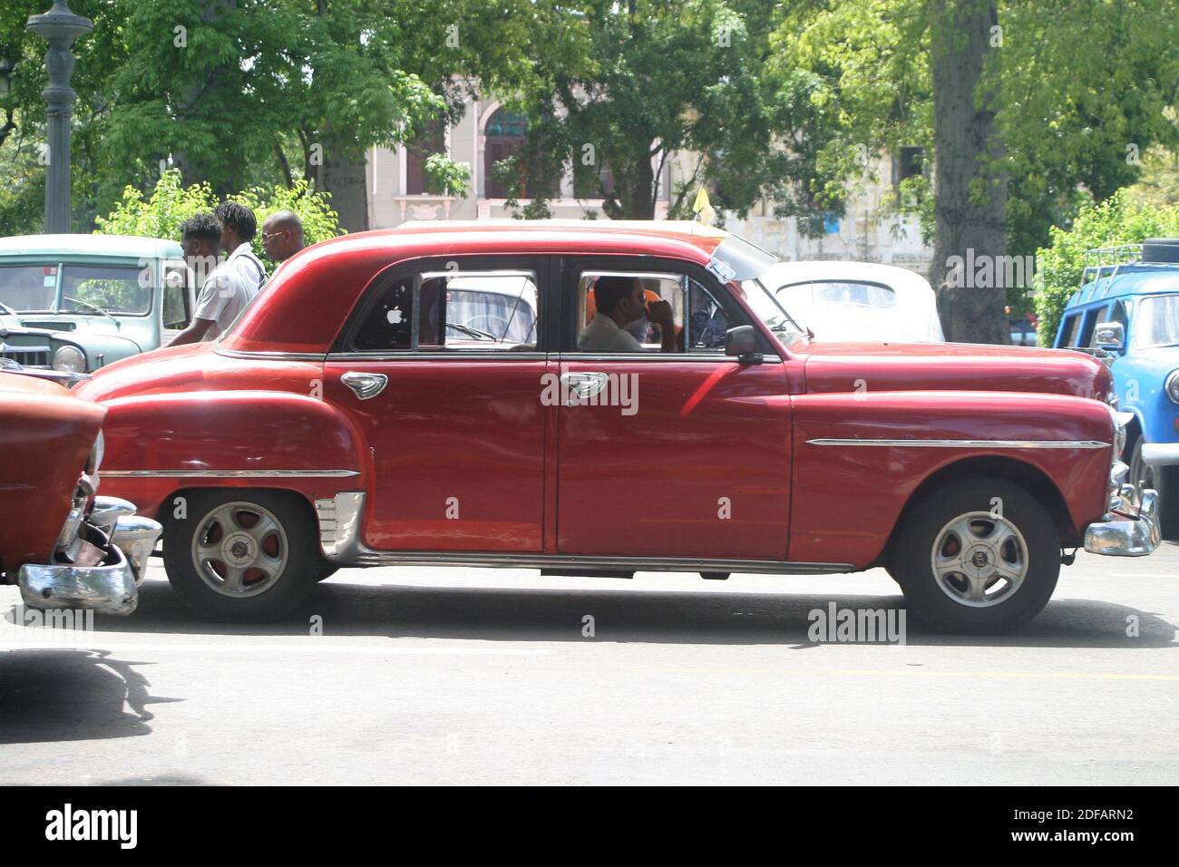 Old north American cars used in Cuba as Taxis: Almendron Stock Photo ...