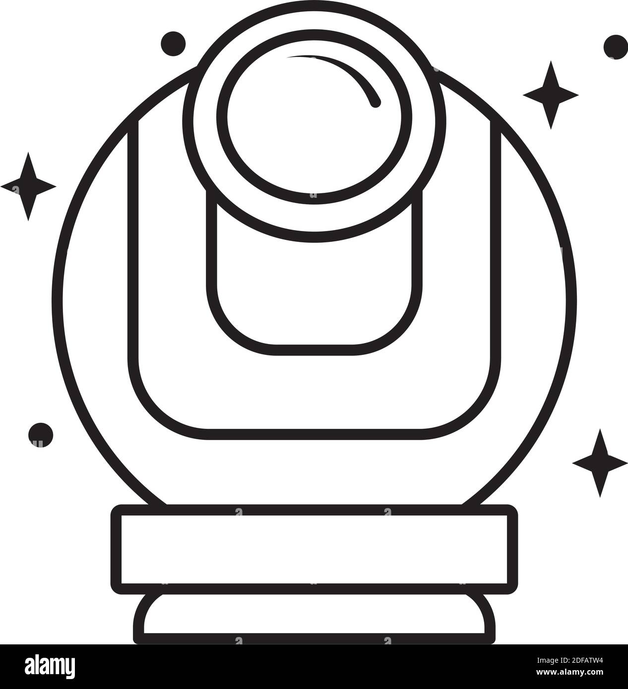 space camera and stars around over white background, line style, vector ...