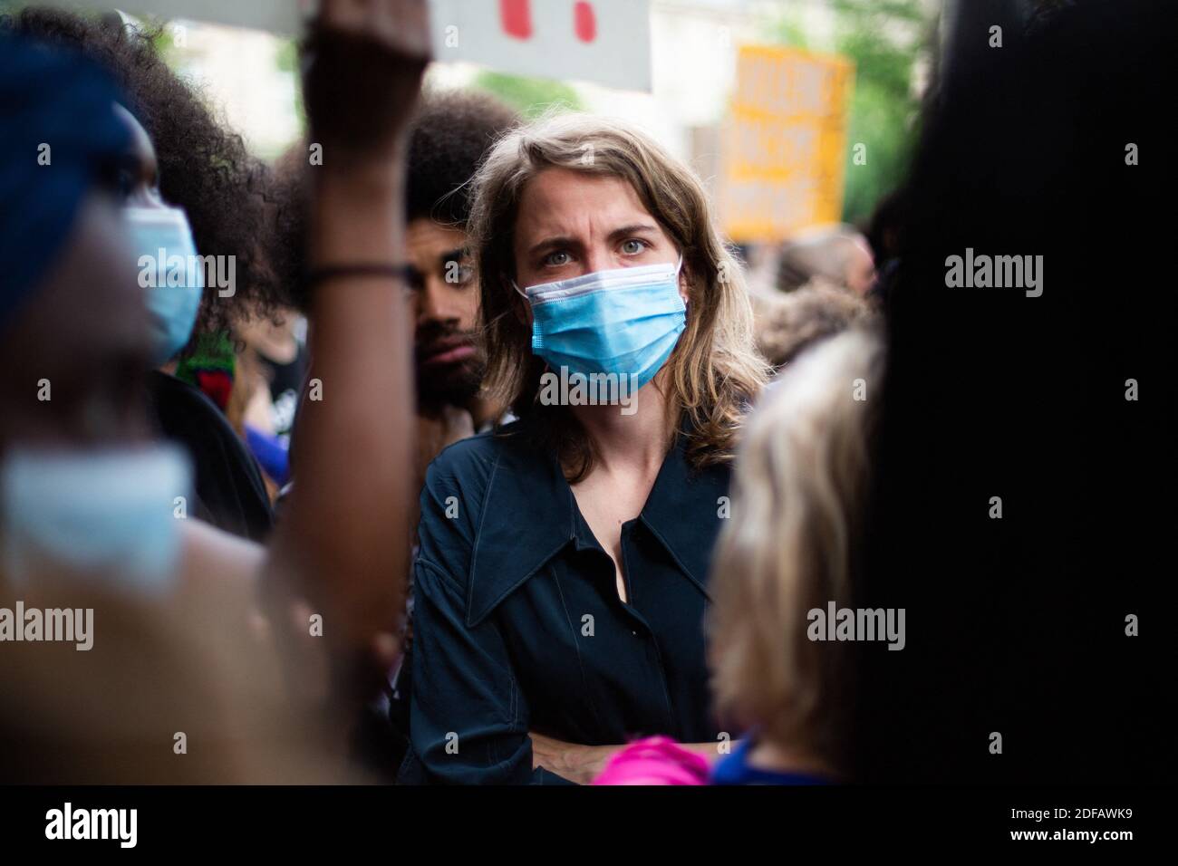 French actress Adele Haenel wears a face mask look on during the ...