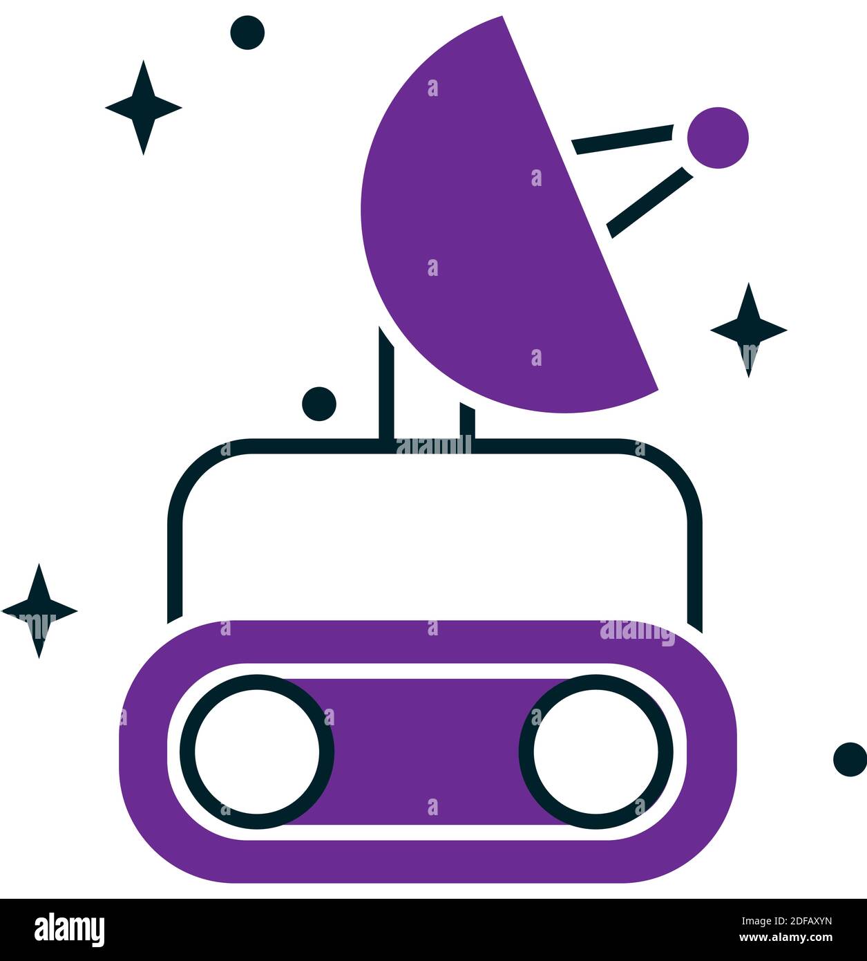Space exploration rover icon over white background, half line half ...