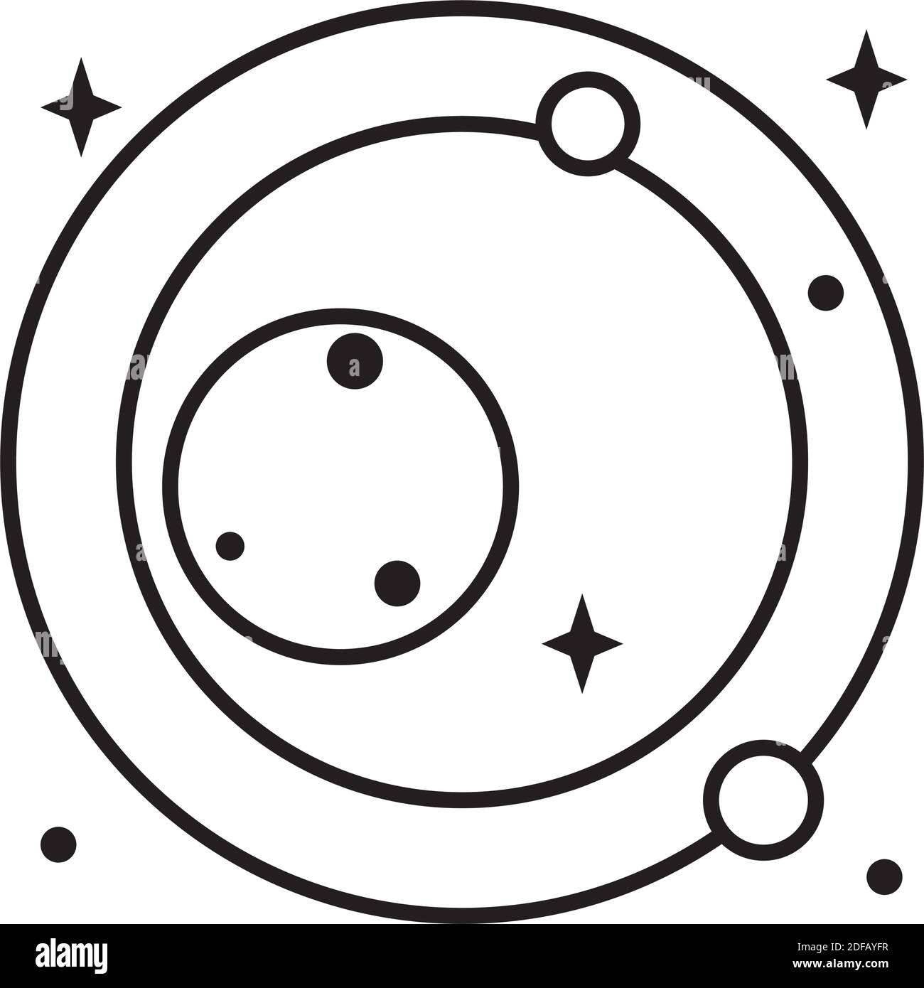 space galaxy orbit icon over white background, line style, vector ...