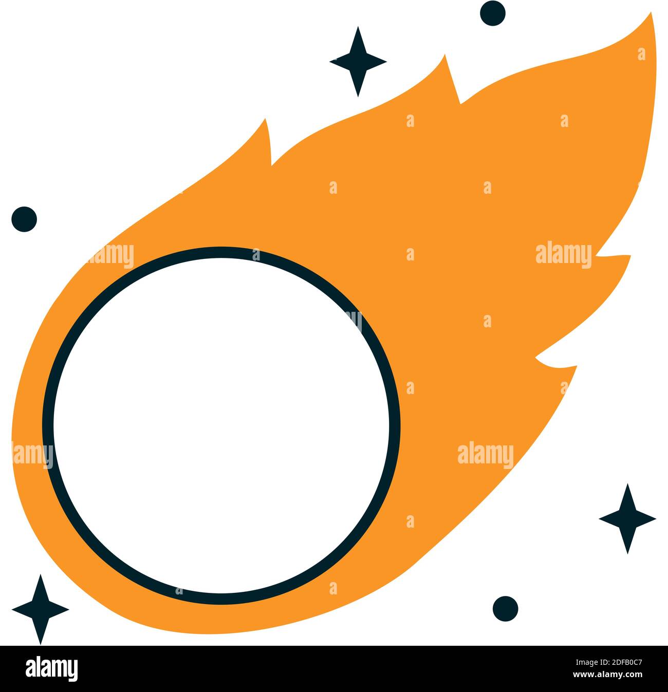 space meteorite icon over white background, half line half color style ...