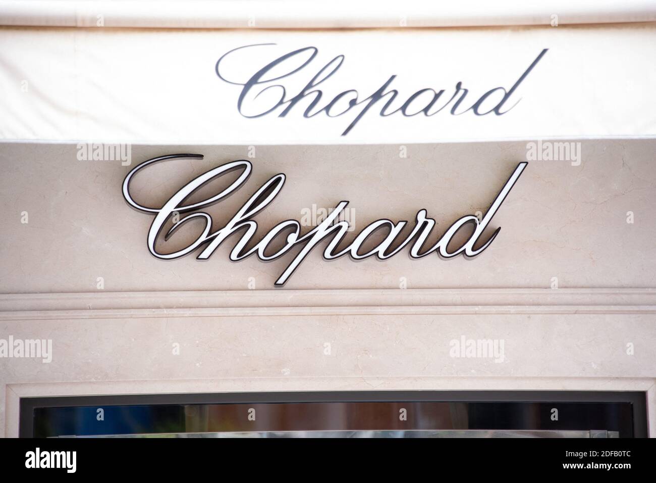 Logo of Chopard, on June 16, 2020 in Monte-Carlo, Monaco. Photo by ...
