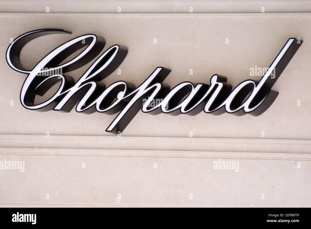 Logo of Chopard, on June 16, 2020 in Monte-Carlo, Monaco. Photo by ...