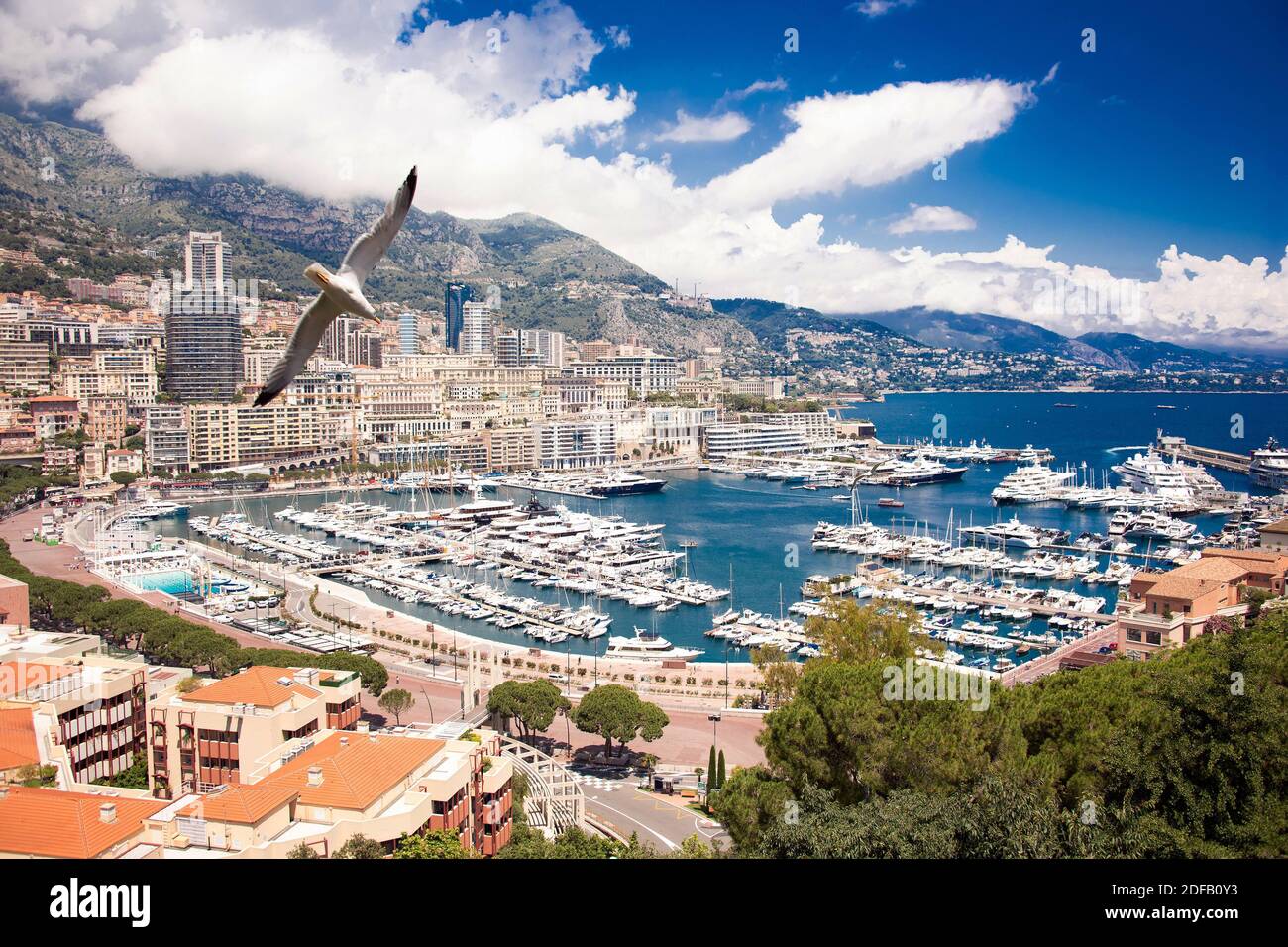 A general view shows the port of Monaco, on June 17, 2020 in Monte ...