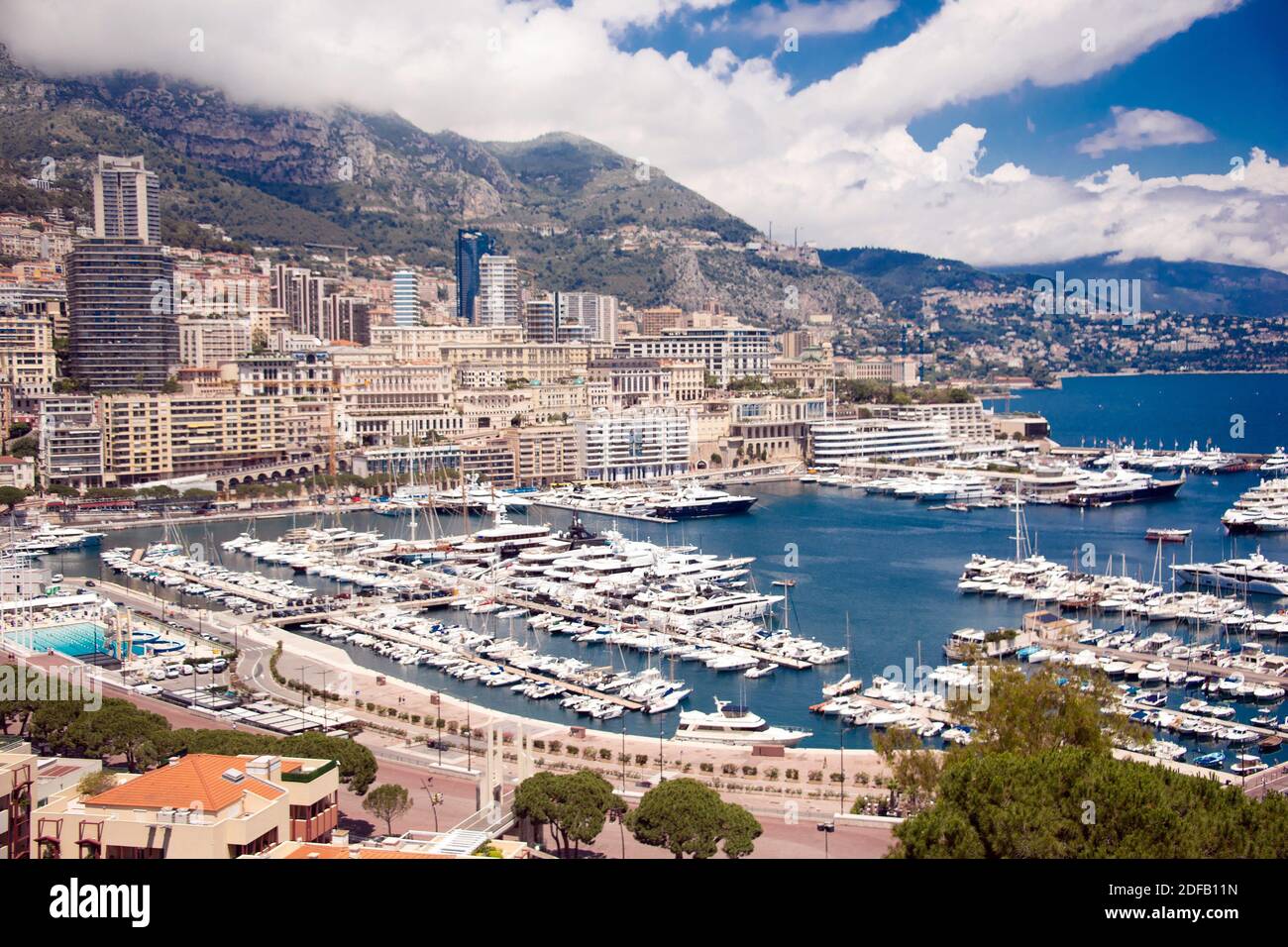 A general view shows the port of Monaco, on June 17, 2020 in Monte ...