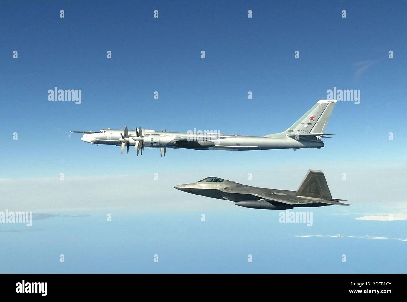 Handout photo of a North American Aerospace Defense Command F-22 Raptor ...