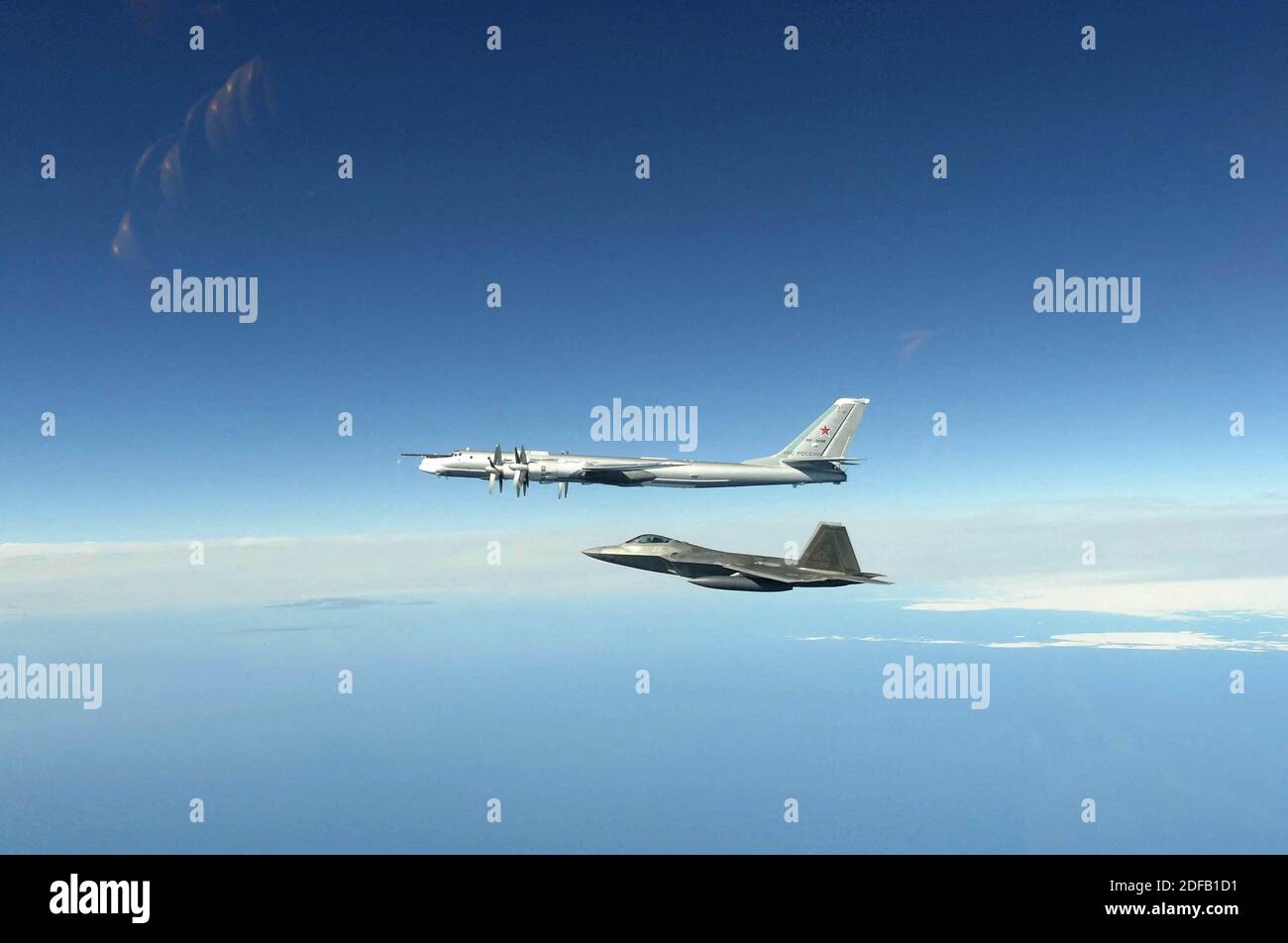 Handout photo of a North American Aerospace Defense Command F-22 Raptor ...
