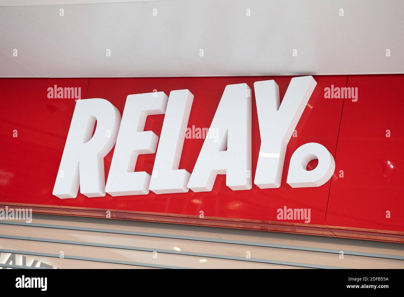 Logo of RELAY on June 22, 2020 in Orly, France. Photo by David Niviere ...