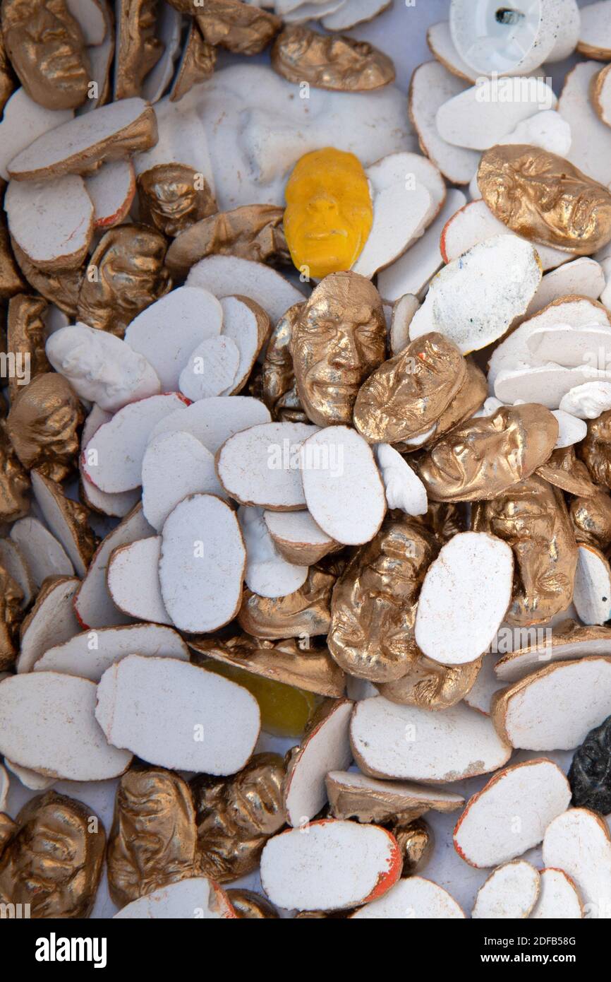 Little faces by street artist Gregos are seen as a street art ...