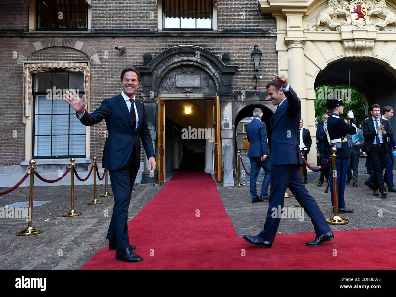French President Emmanuel Macron and Dutch Prime Minister Mark Rutte ...