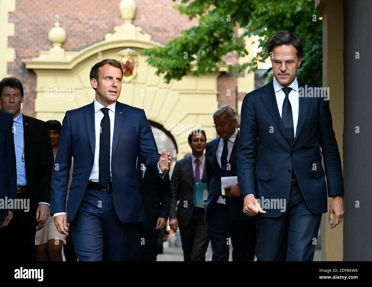 French President Emmanuel Macron and Dutch Prime Minister Mark Rutte ...