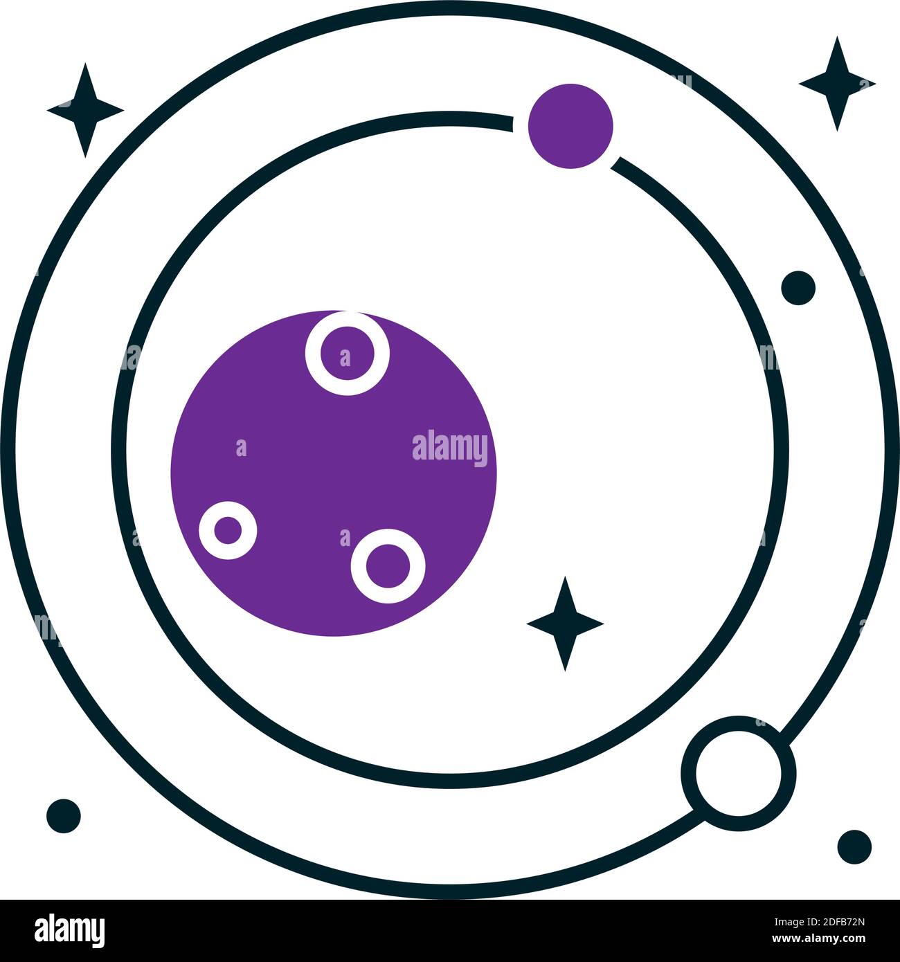 space galaxy orbit icon over white background, half line half color ...