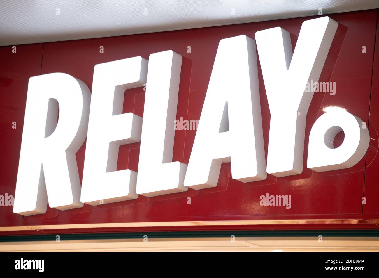 A shop sign of RELAY, on June 26, 2020 in Orly, 13 km south of Paris ...