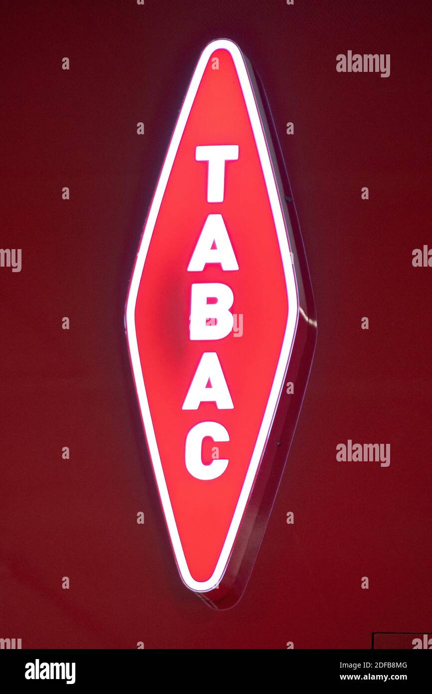 A shop sign of Tabac, on June 26, 2020 in Orly, 13 km south of Paris ...