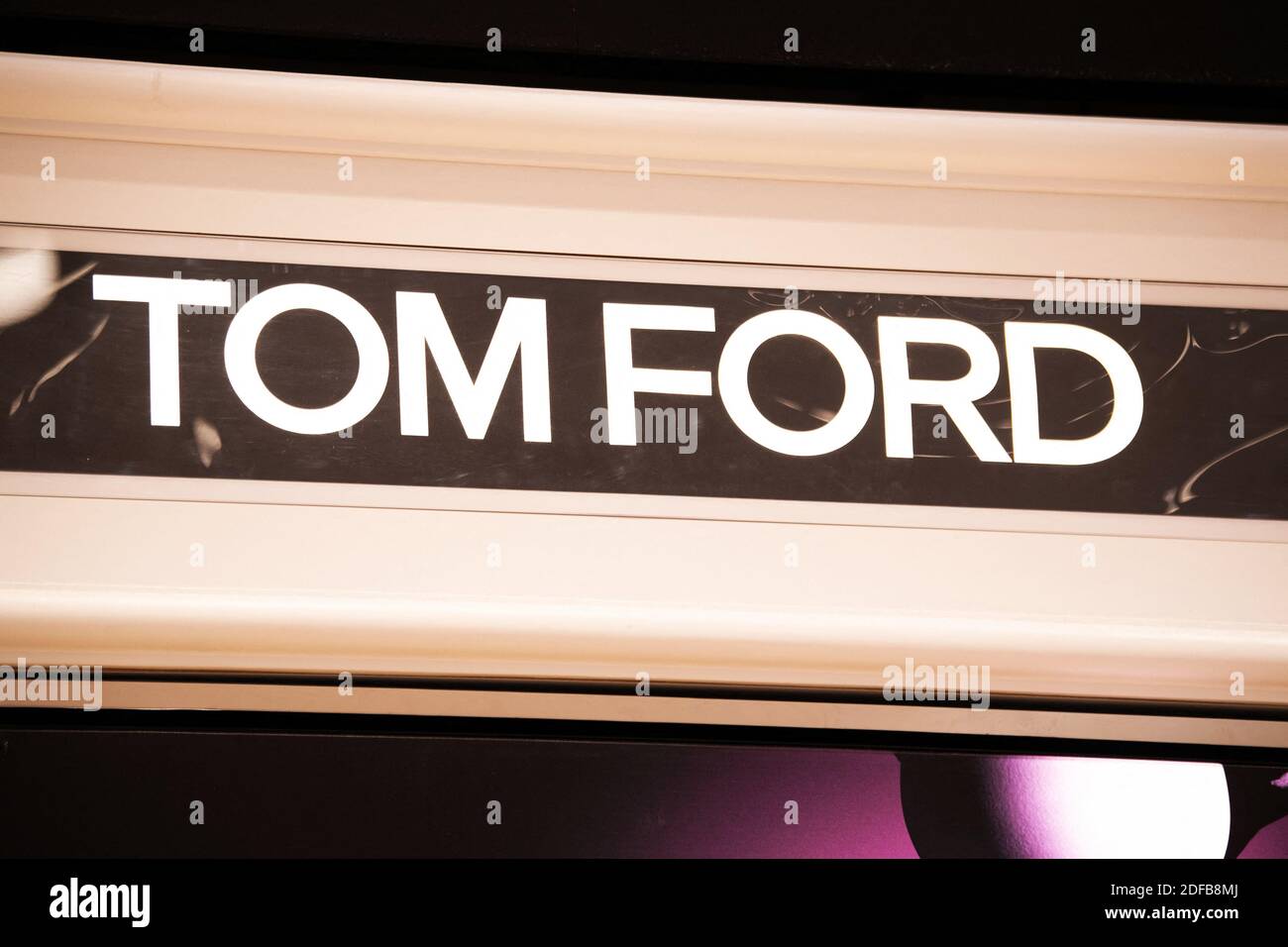A shop sign of TOM FORD, on June 26, 2020 in Orly, 13 km south of Paris ...