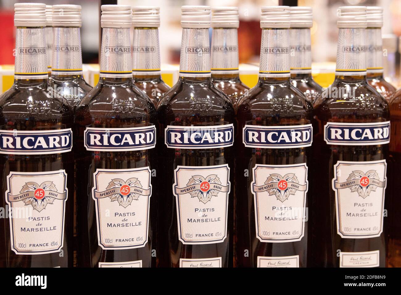 Logo of Ricard, on June 26, 2020 in Orly, 13 km south of Paris, France ...