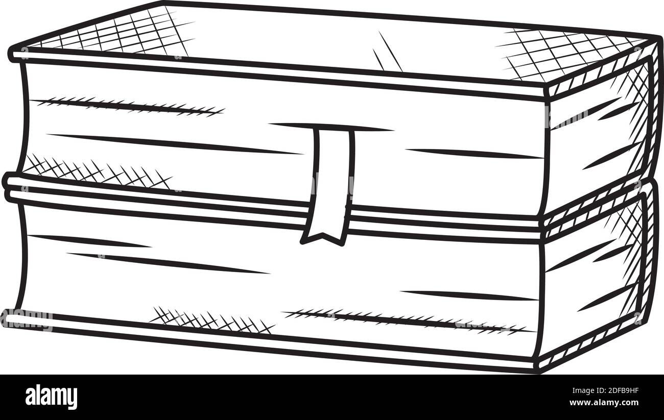 two books in stack icon over white background, hand draw style, vector ...