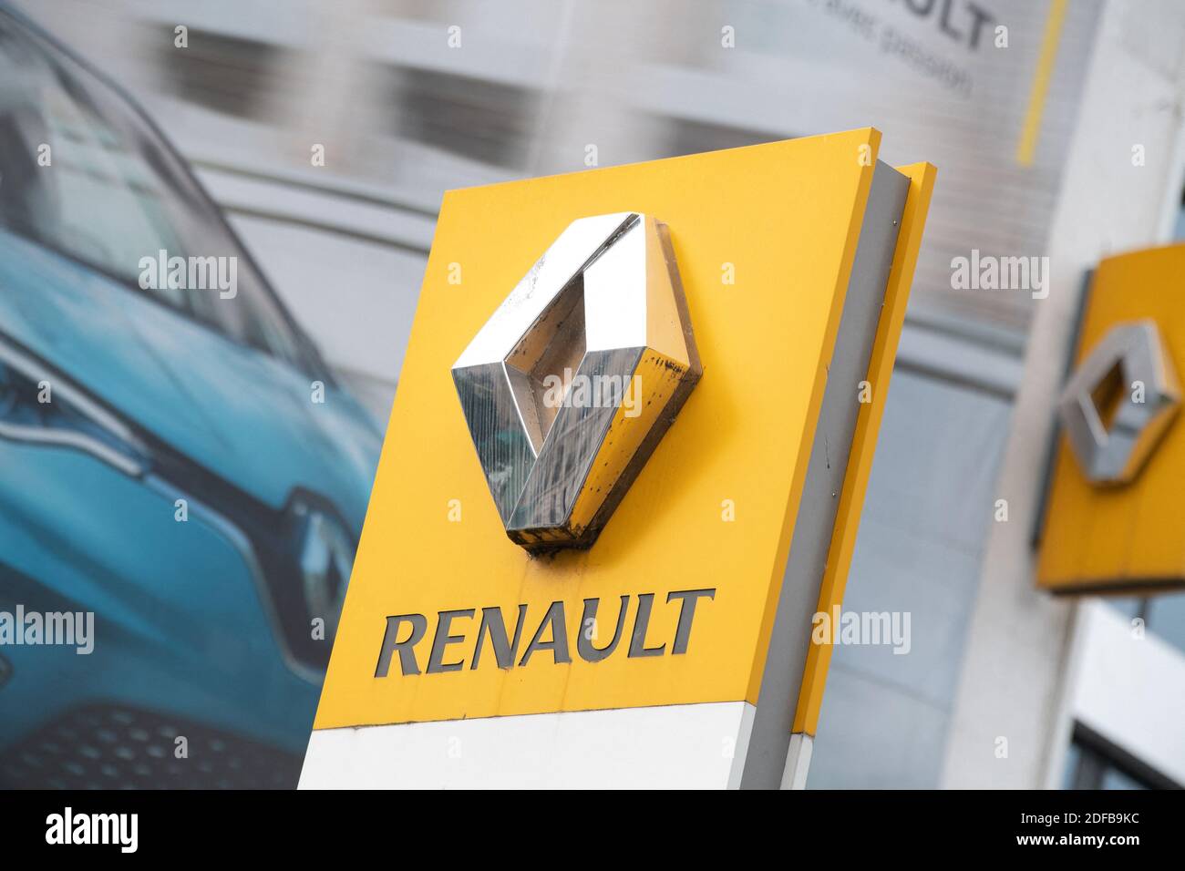 A shop sign of RENAULT, on June 28, 2020 in Paris, France. Photo by ...