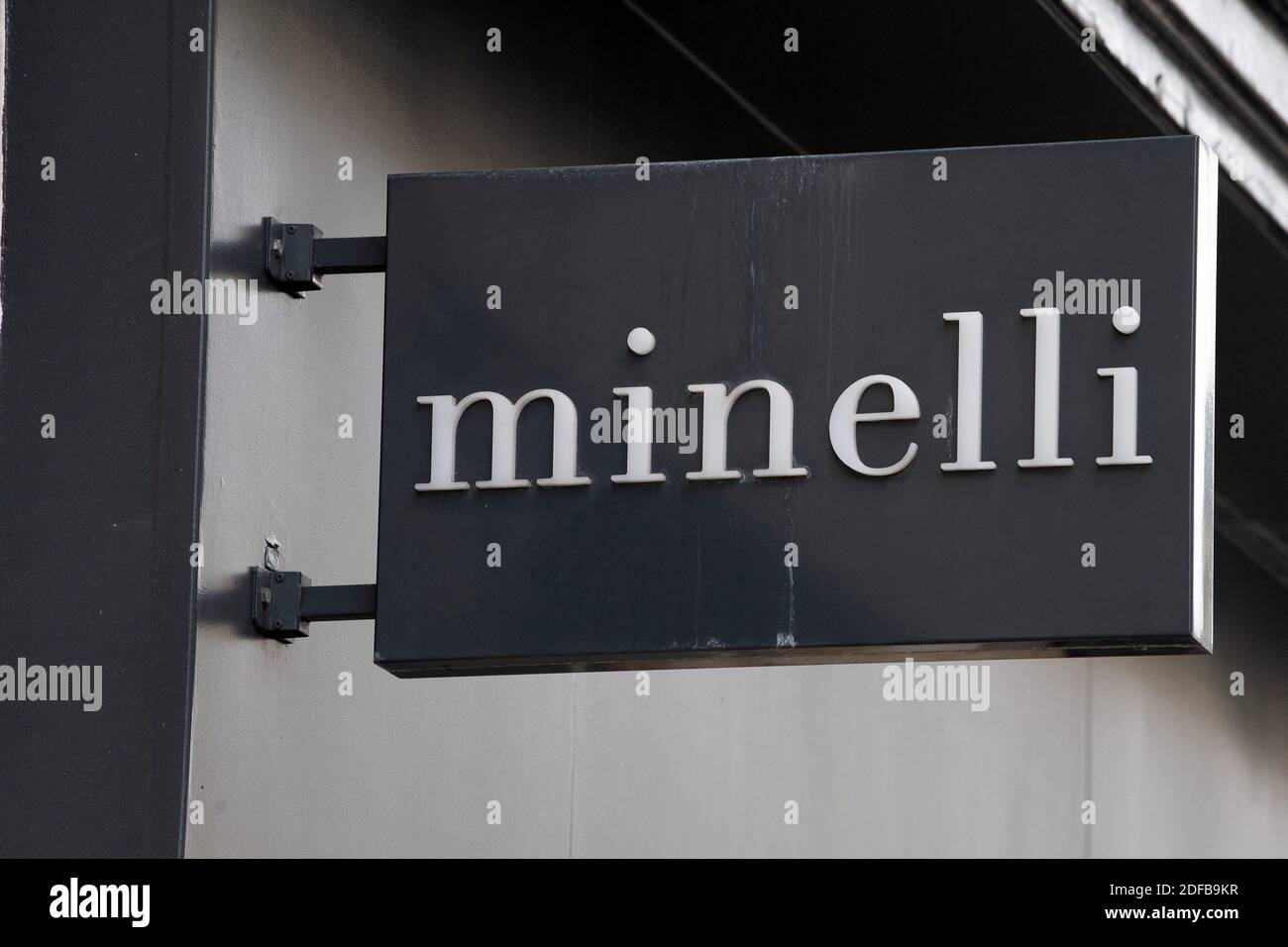 A shop sign of Minelli, on June 28, 2020 in Paris, France. Photo by ...