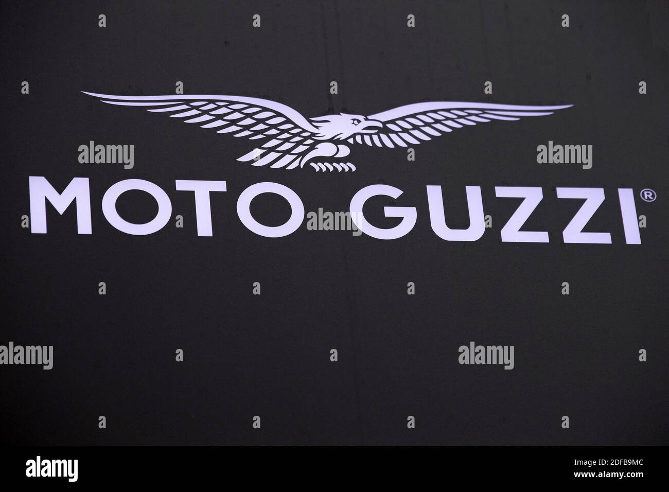 A shop sign of Moto Guzzi, on June 28, 2020 in Paris, France. Photo by ...