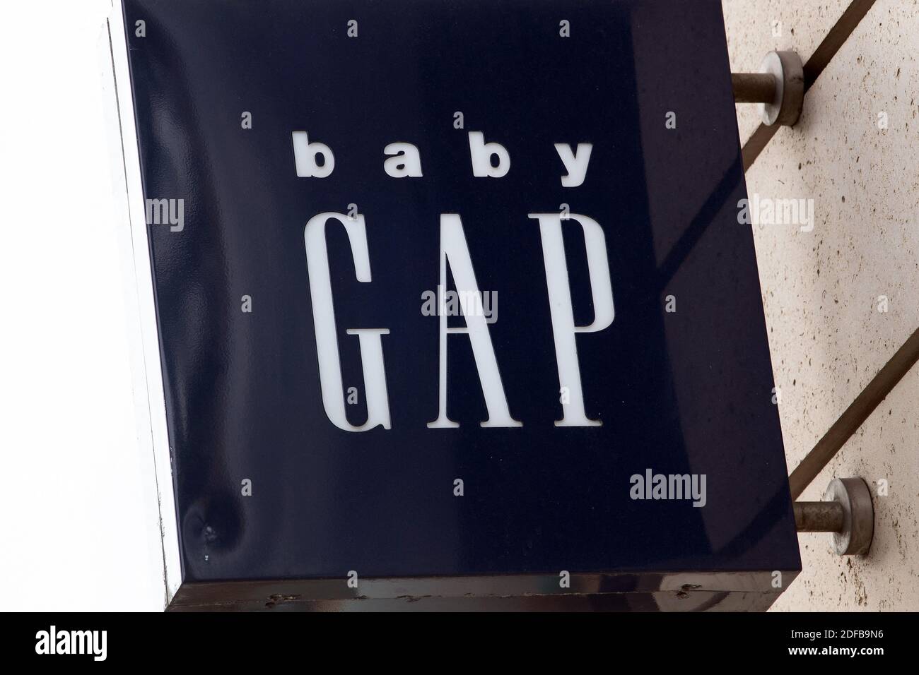 A shop sign of baby GAP, on June 28, 2020 in Paris, France. Photo by ...