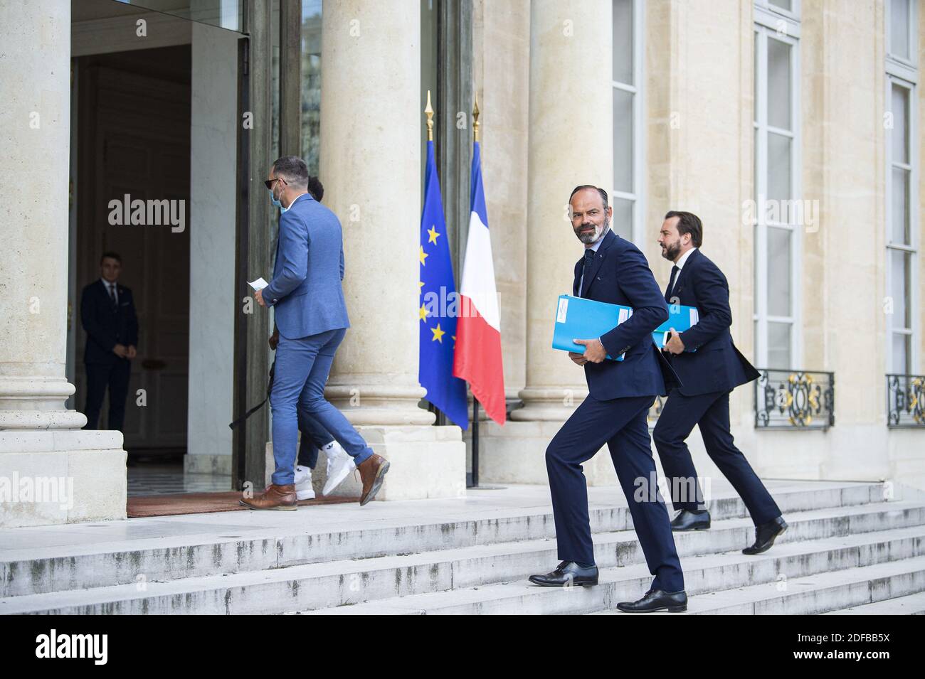 French Prime Minister Edouard Philippe with Benoit Ribadeau Dumas ...