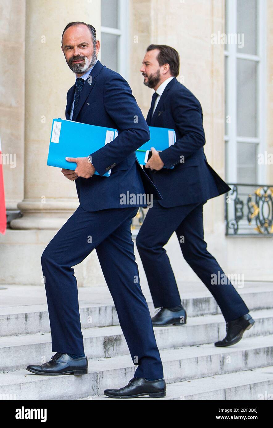 French Prime Minister Edouard Philippe with Benoit Ribadeau Dumas ...
