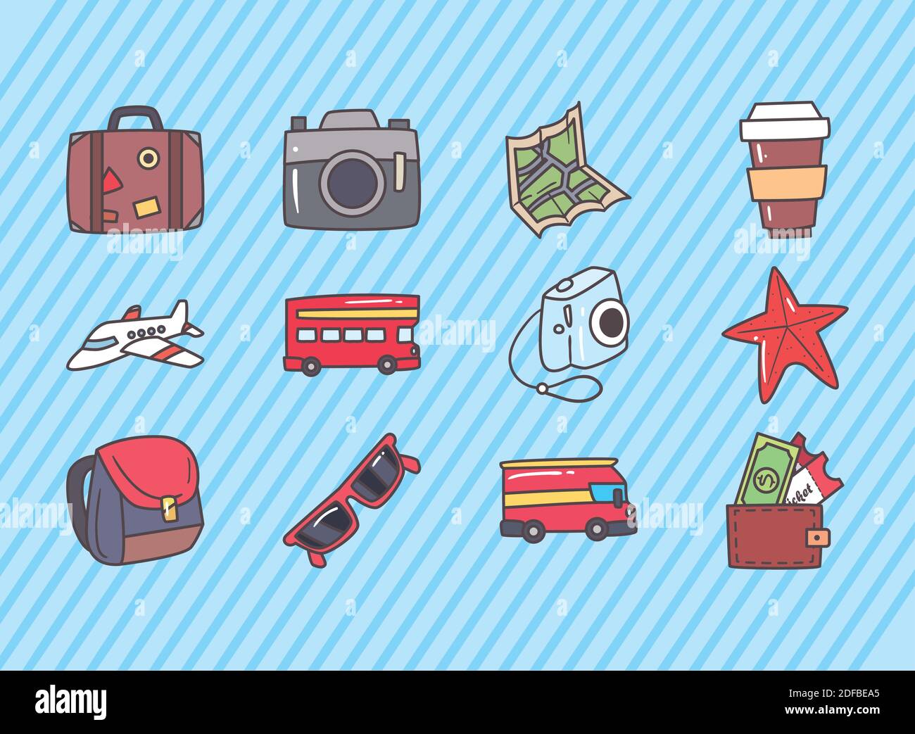 travel symbol set design, trip tourism and journey theme Vector ...