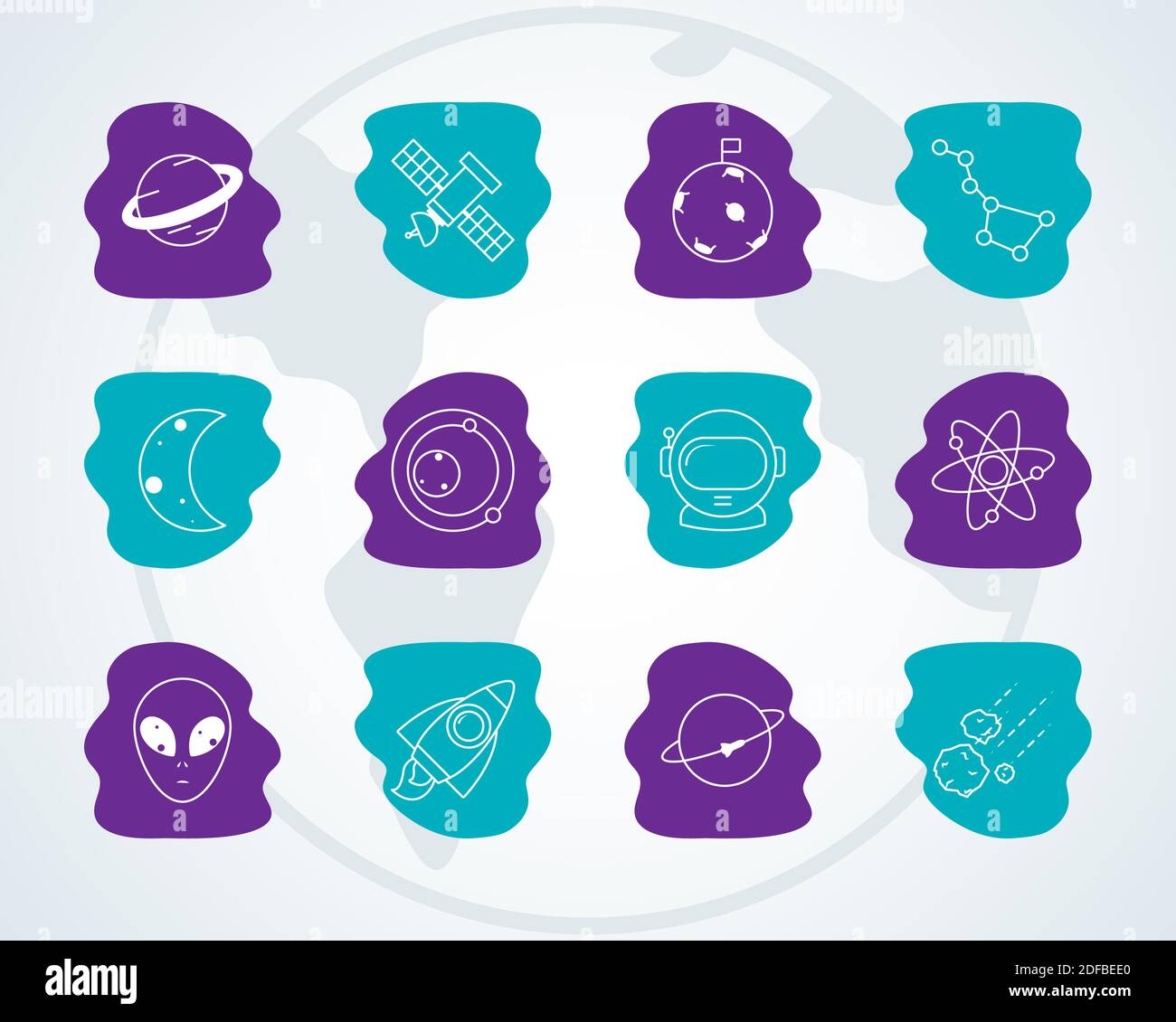 icon set of space over white background, line style, vector ...
