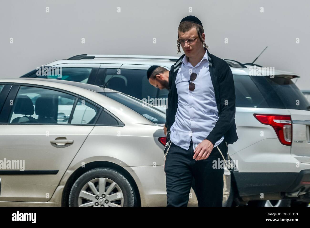 Israel. April 16, 2015. Desert view. Nomads and the road. Tourist view ...