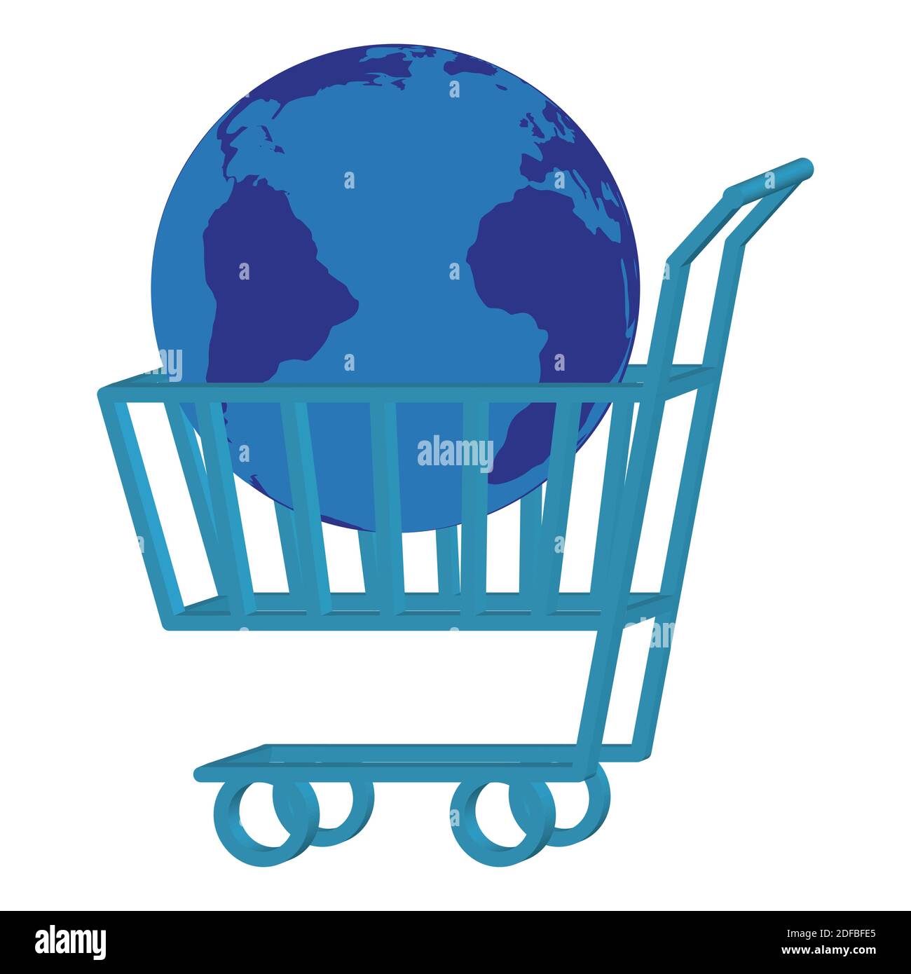 Shopping cart carrying a planet earth. E-commerce concept. Vector ...