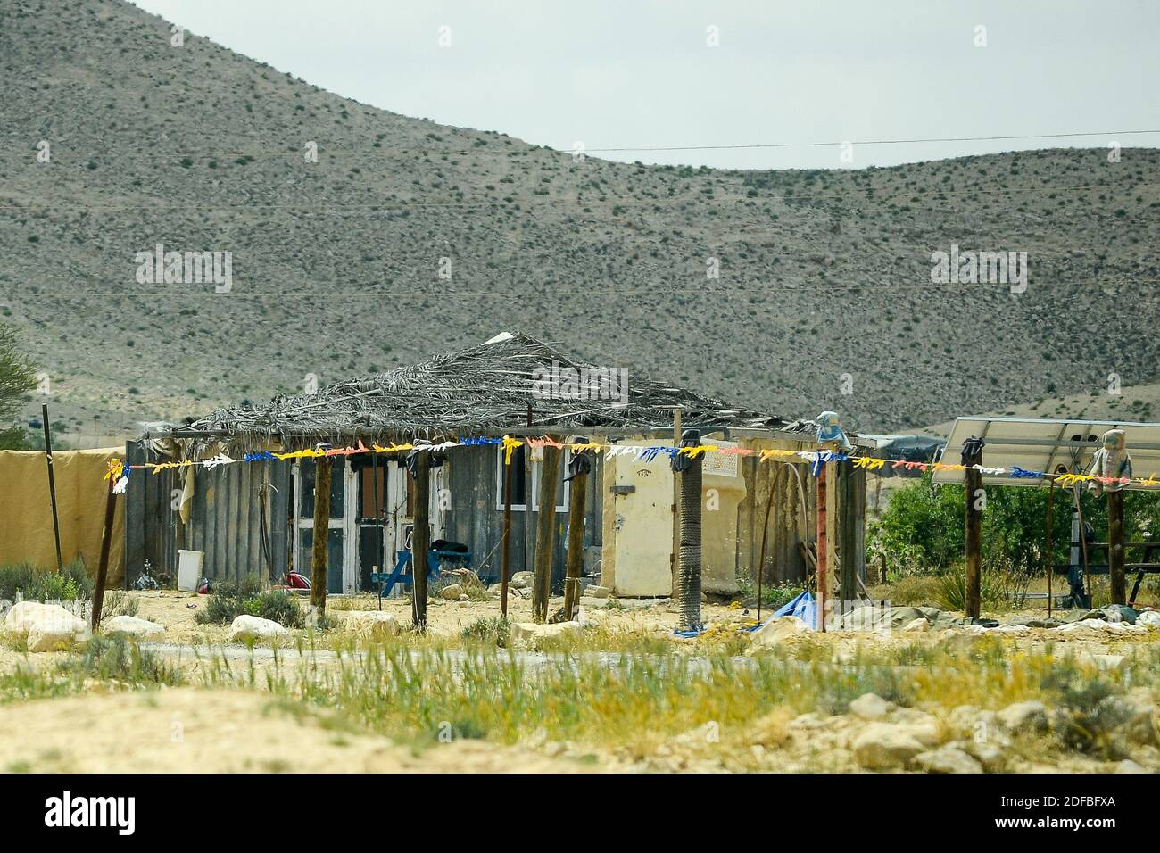 Israel. April 16, 2015. Desert view. Nomads and the road. Tourist view ...