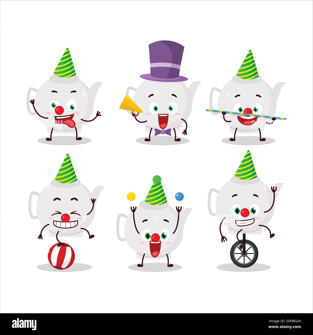 Cartoon character of ceramic teapot with various circus shows. Vector ...