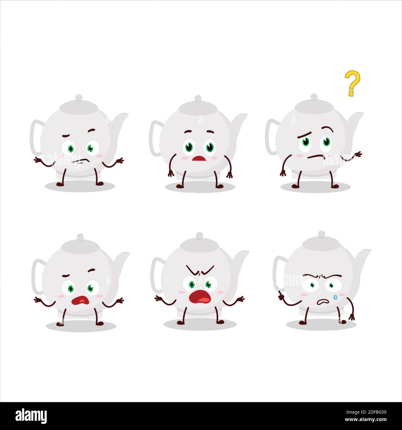 Cartoon character of ceramic teapot with what expression. Vector ...
