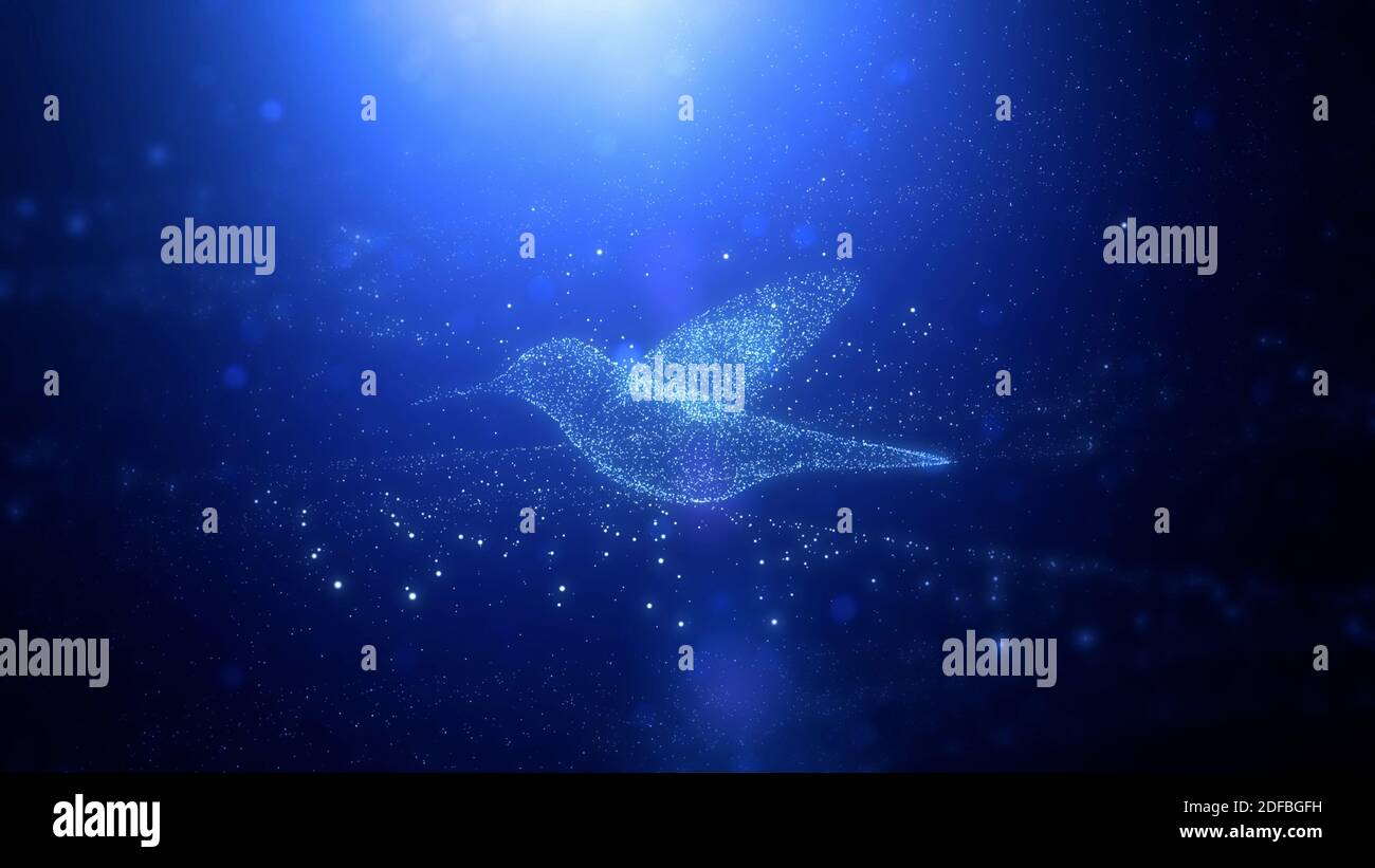 Beautiful Flying bird, Digital and futuristic Glowing blue bird flying ...