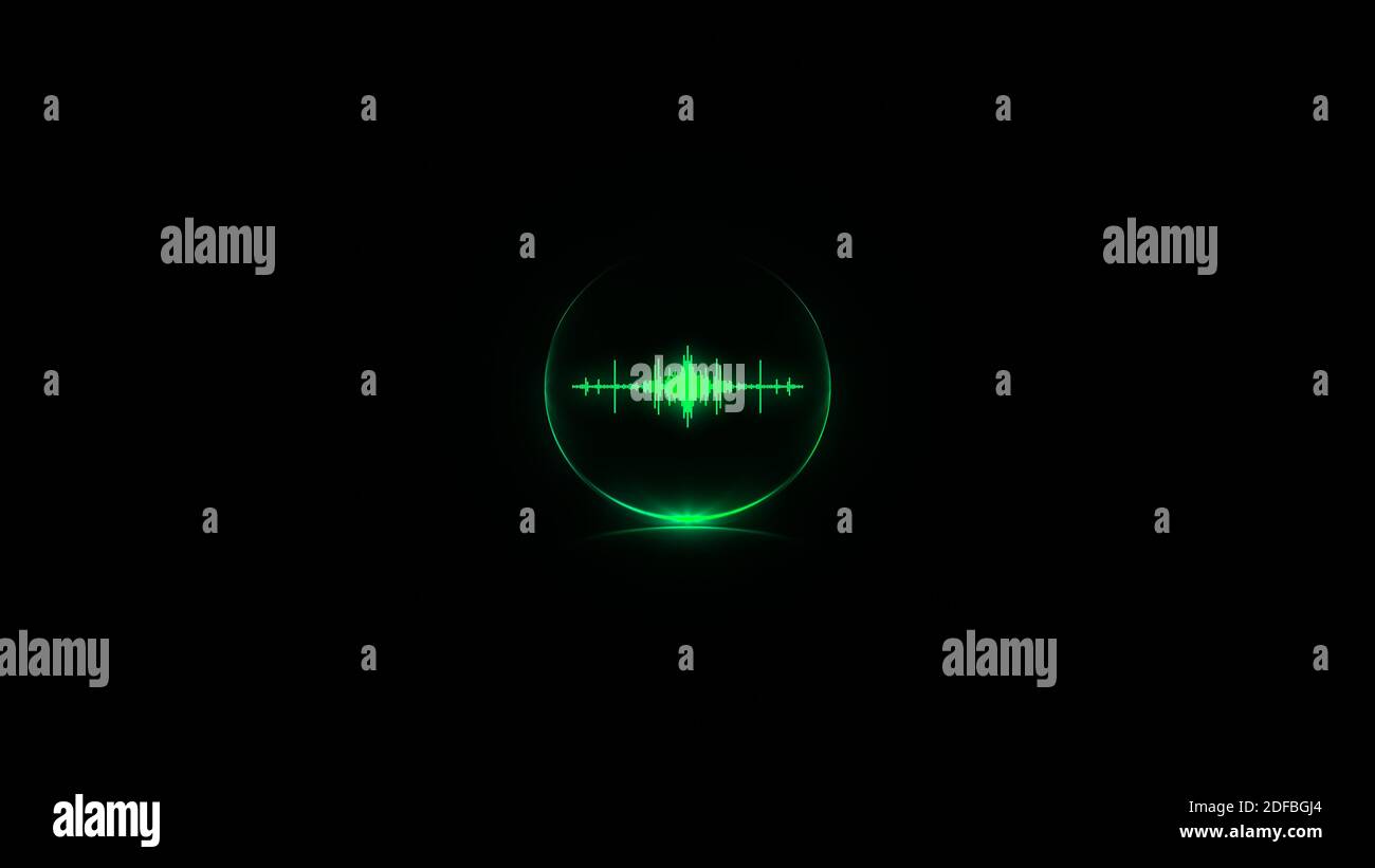 colorful sound wave inside a globe equalizer. Audio spectrum simulation ...