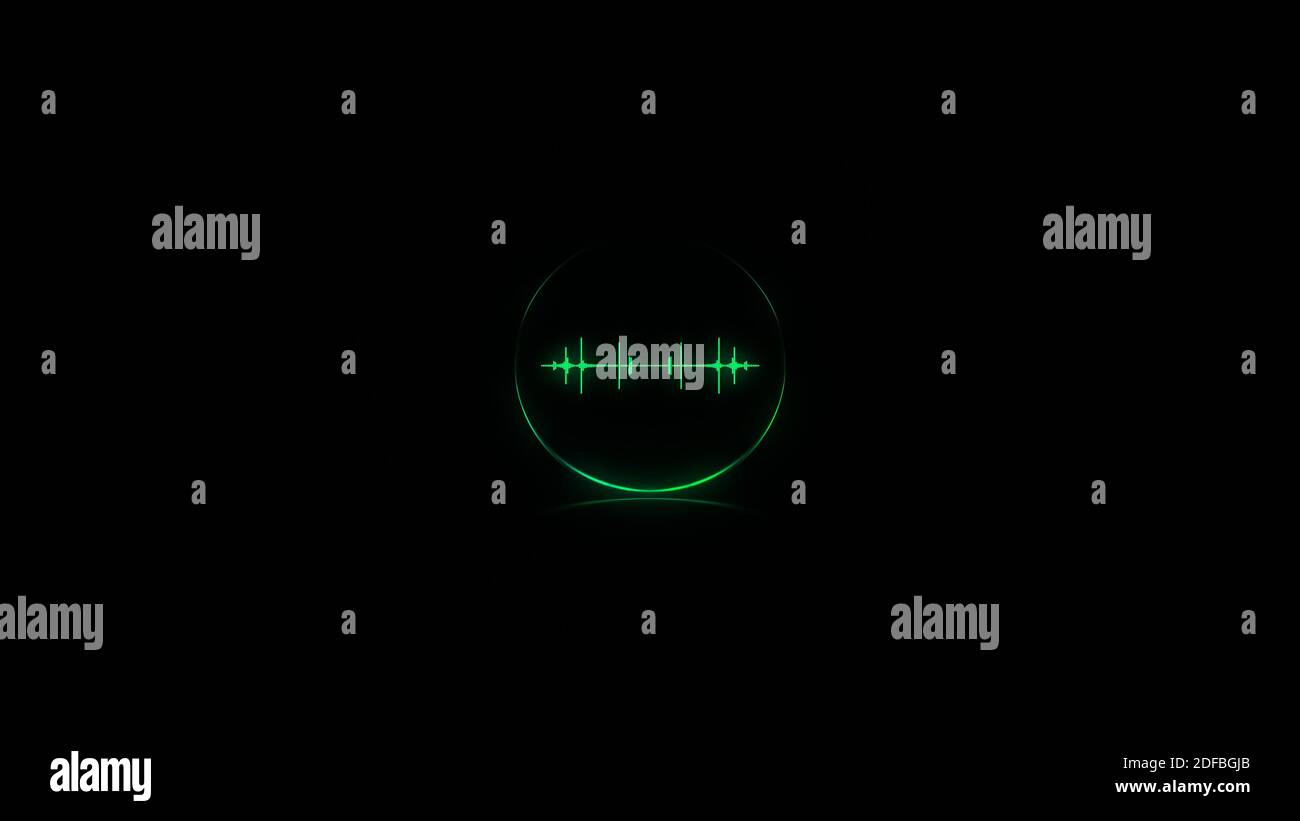 colorful sound wave inside a globe equalizer. 3d render. Audio spectrum ...