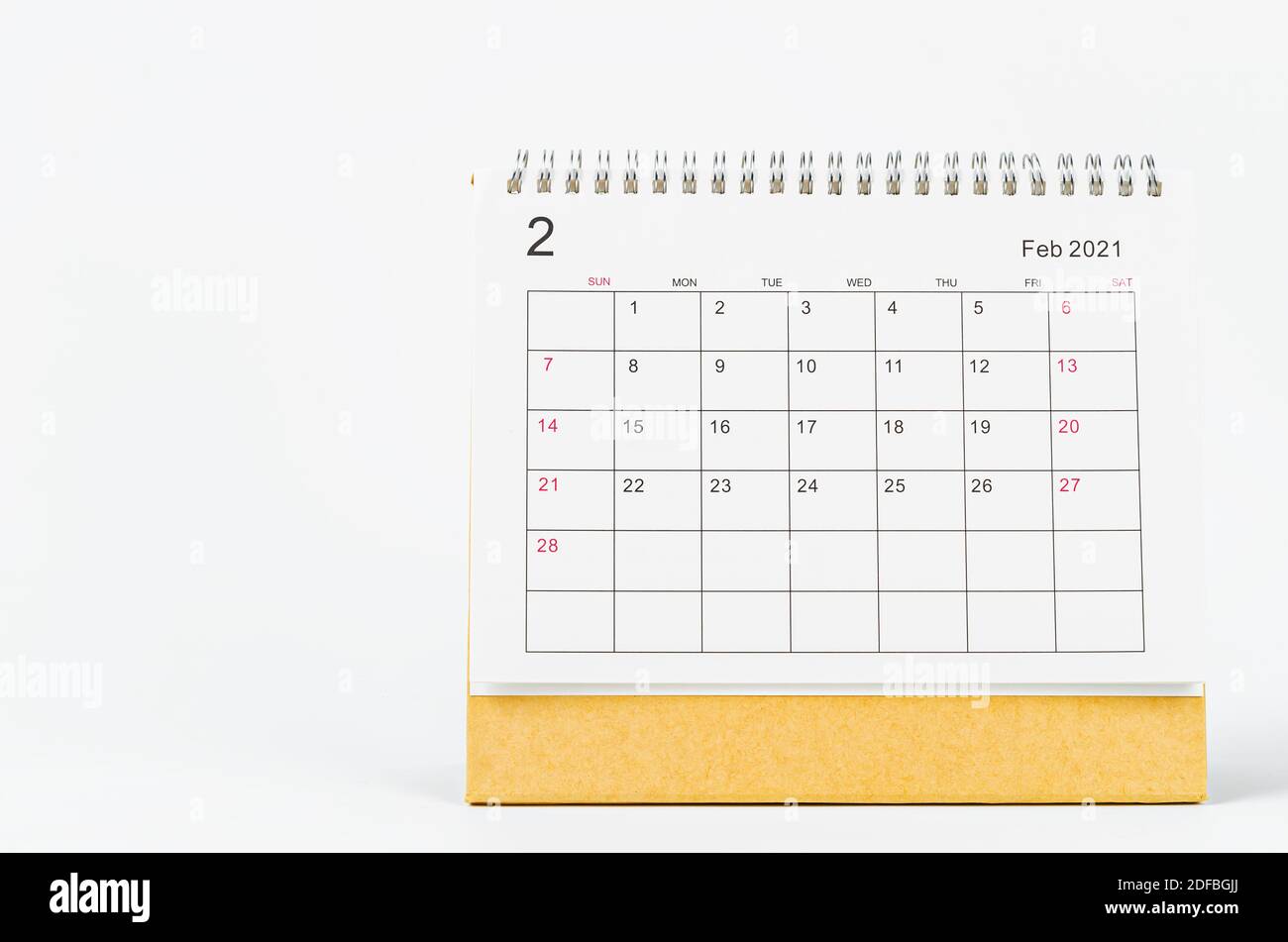 February 2021 Calendar desk for organizer to plan and reminder on white ...