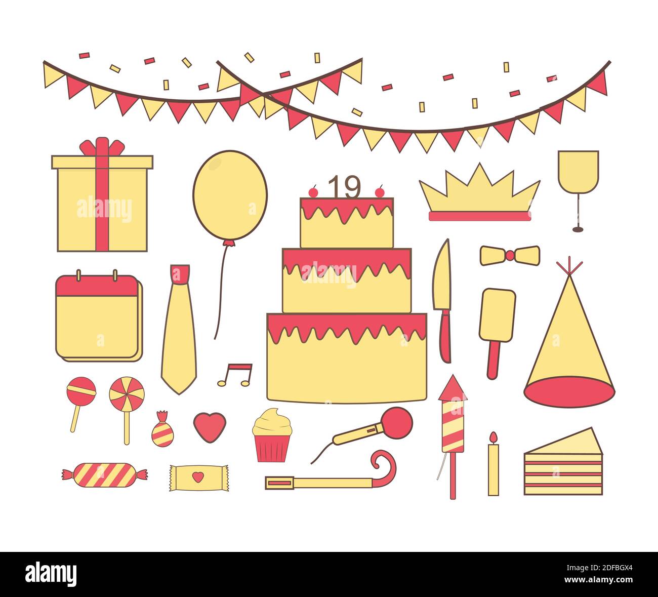 design about a collection of objects happy birthday Stock Vector Image ...