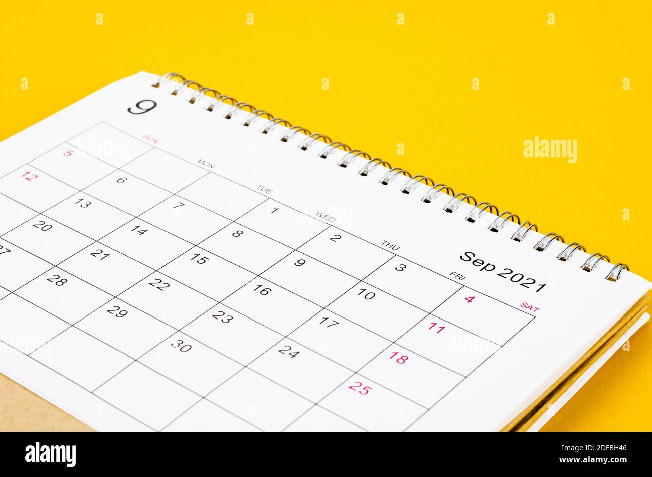 Close up September 2021 Calendar desk for organizer to plan and ...