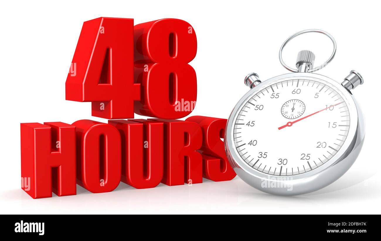 Stopwatch with 48 hours word, 3D rendering Stock Photo - Alamy