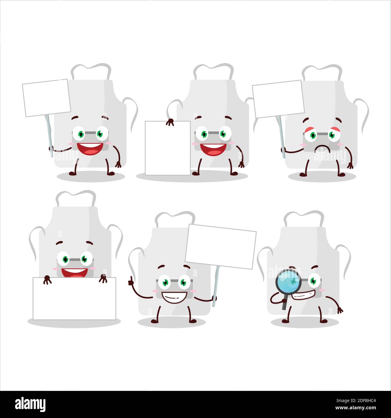 White appron cartoon character bring information board. Vector ...