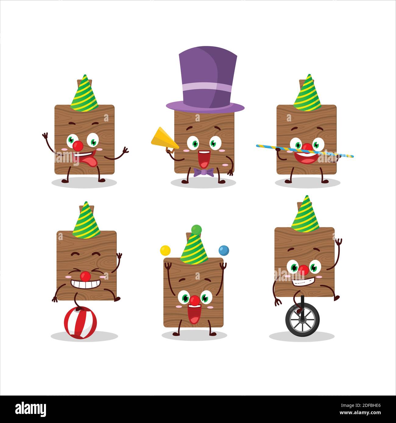 Cartoon character of wood cutting board with various circus shows ...