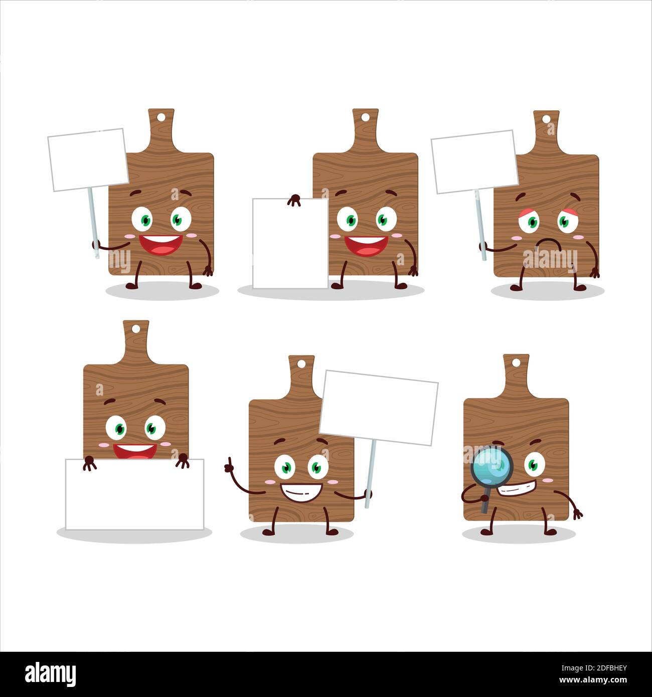 Wood cutting board cartoon character bring information board. Vector ...