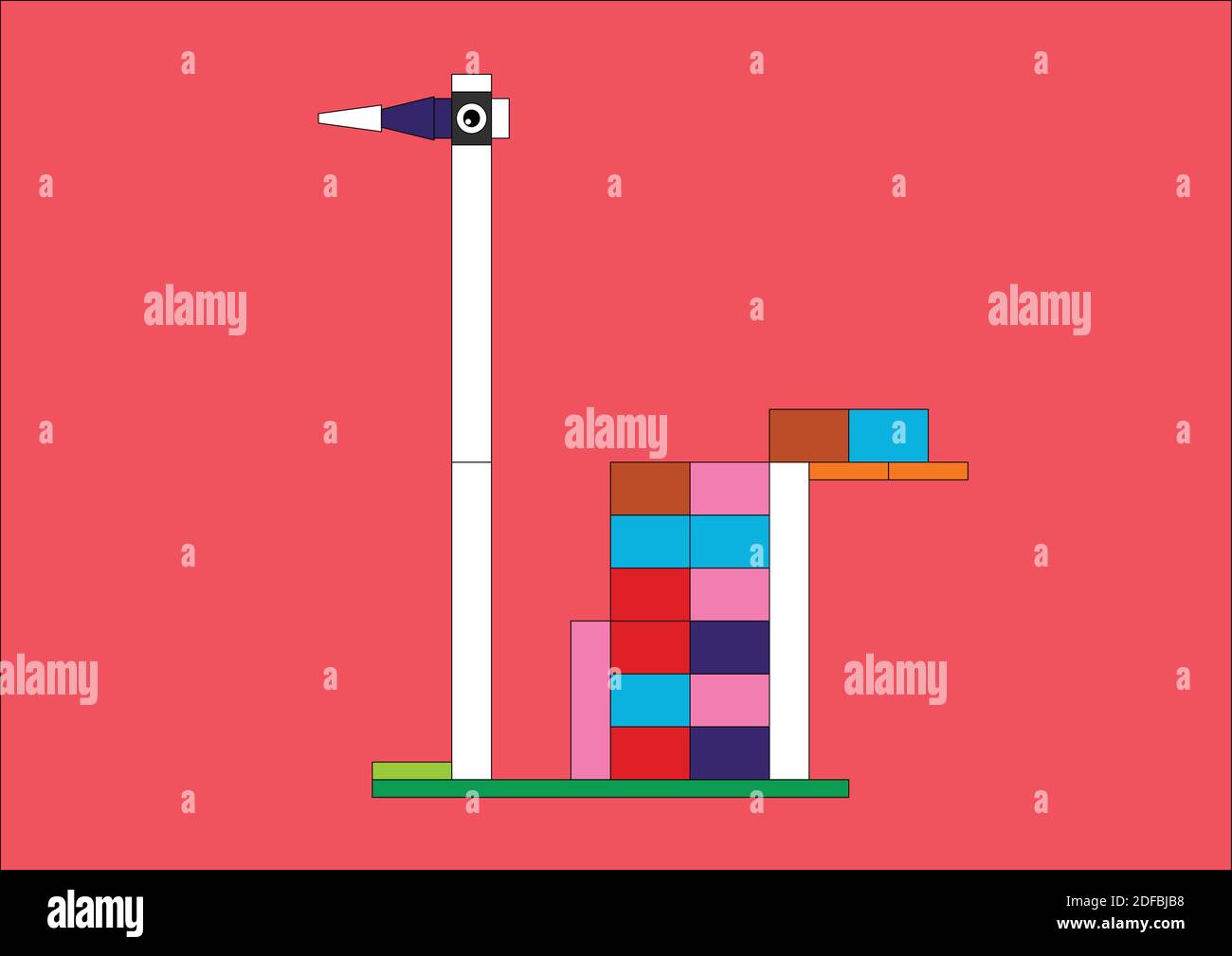 Plastic constructor Creature, flat vector graphics, 2d. Colored plastic ...