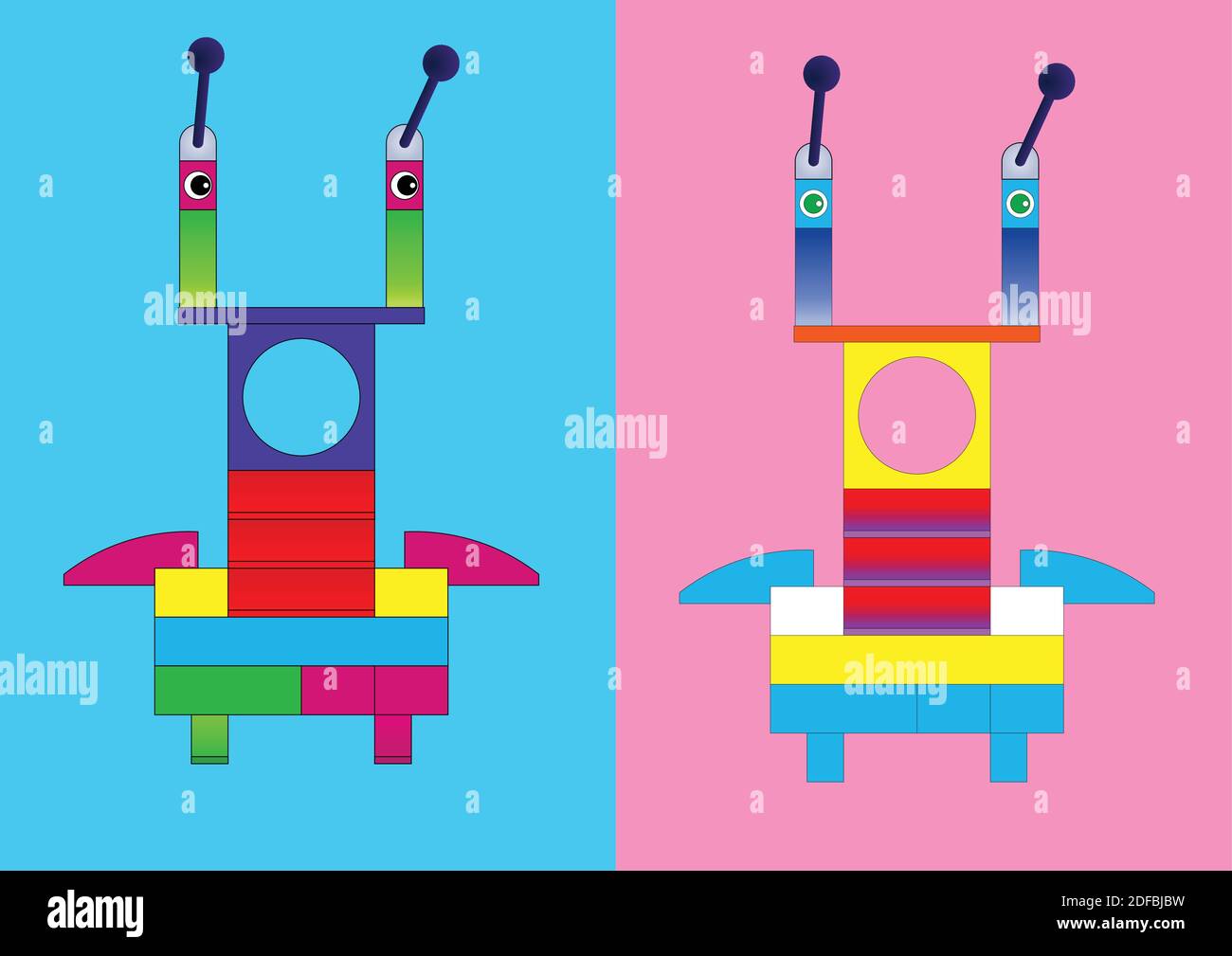 Plastic constructor Creature, flat vector graphics, 2d. Colored plastic ...