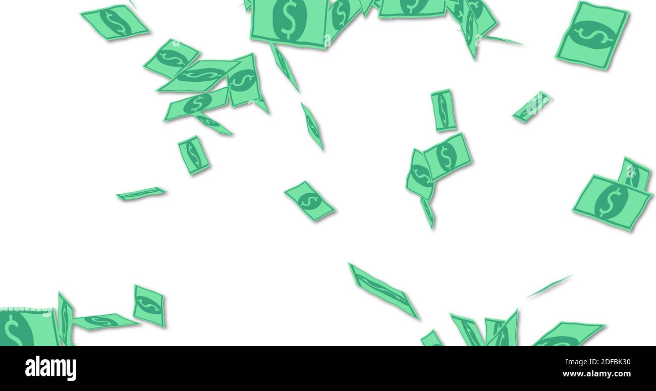 Dollar falling on white background Stock Photo - Alamy