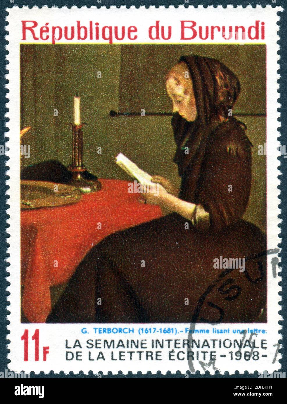 BURUNDI - CIRCA 1968: A stamp printed in Burundi, shown the painting of ...