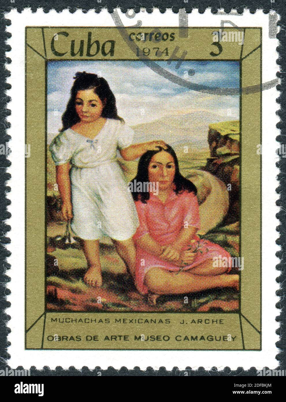 CUBA - CIRCA 1974: A stamp printed in Cuba, shown the painting "Mexican ...